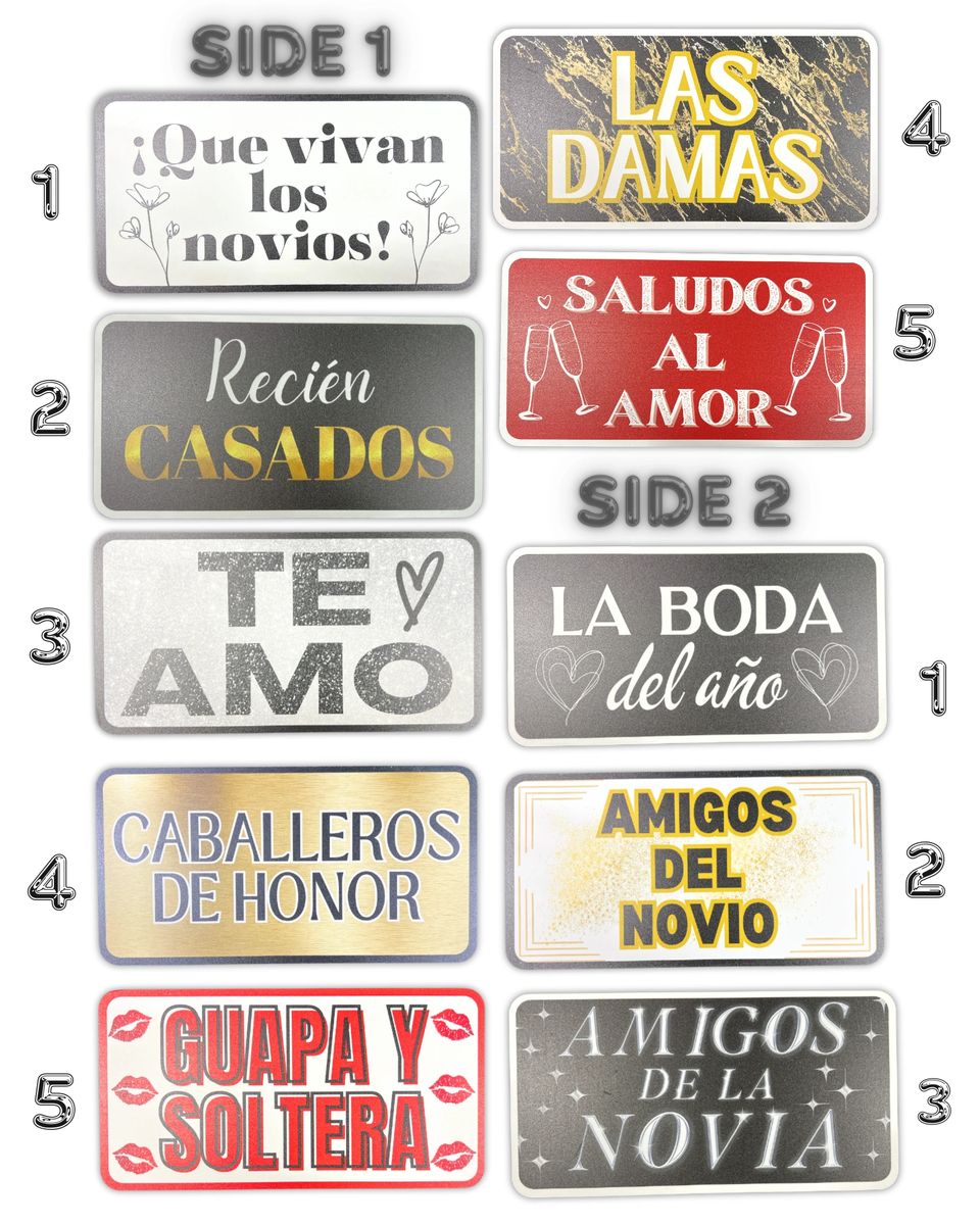 Wedding Spanish Bundle: 5 Double-Sided PVC Photo Booth Props