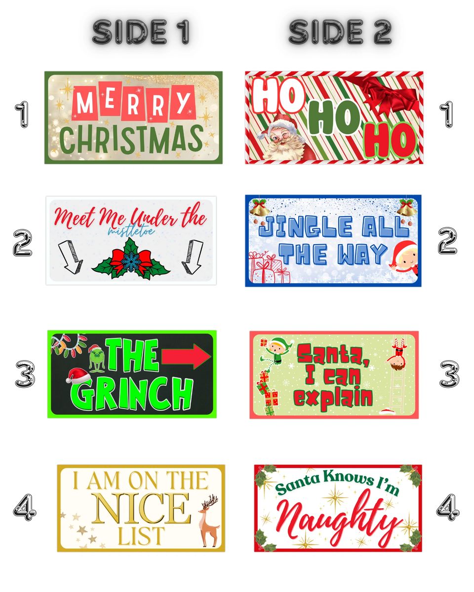 Christmas Bundle: 4 Double-Sided PVC Photo Booth Props