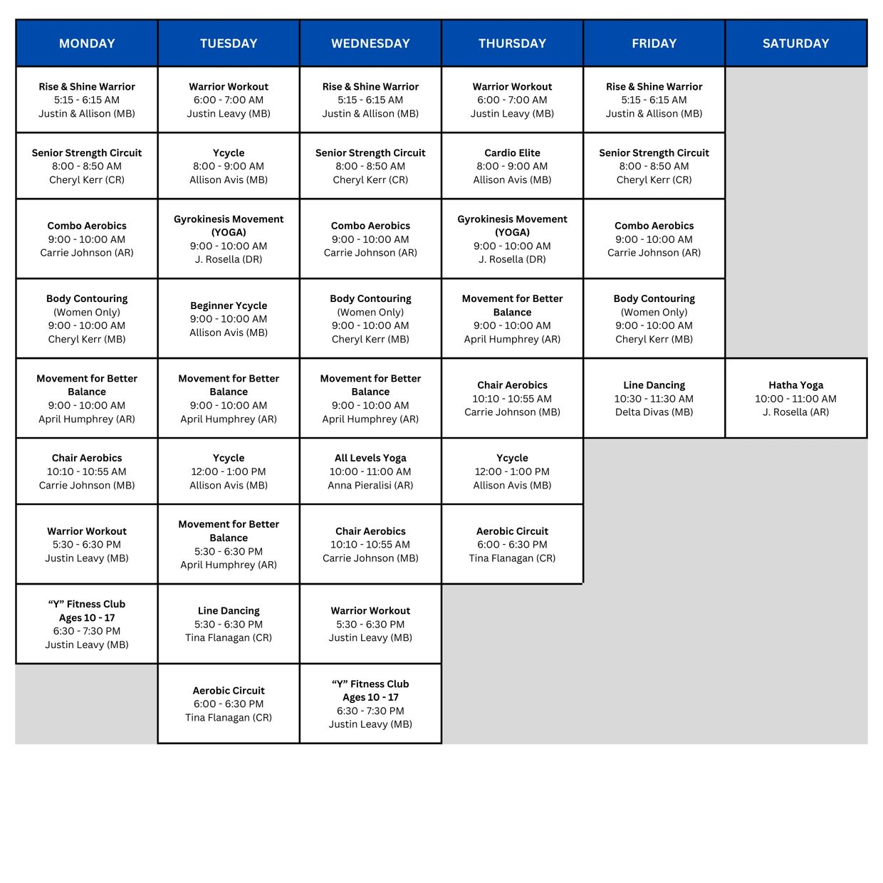 Fitness Classes | Hodding Carter Memorial YMCA