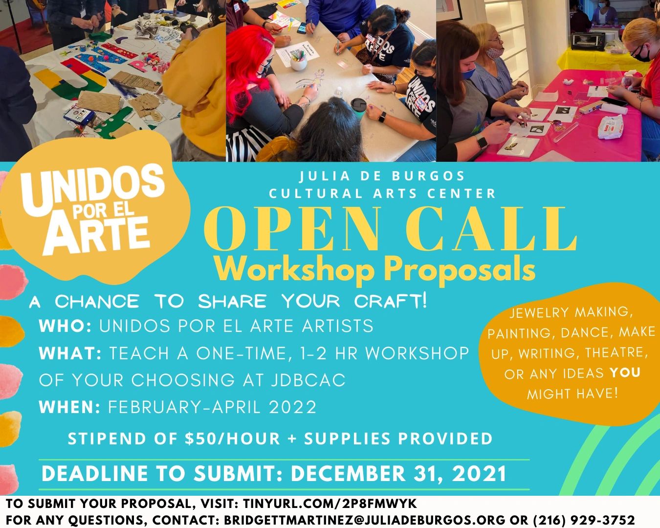 Unidos por el Arte: Open Call for Workshop Proposals