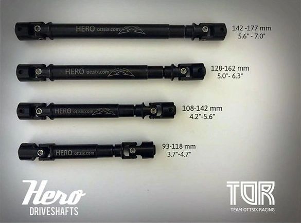 Team Ottsix Racing HERO DRIVESHAFT (V2) 108-142mm for RC Crawlers (1 Shaft)