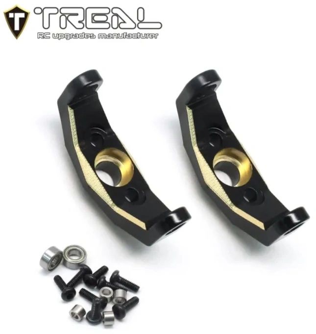 TREAL TRX 4M Brass Front C Hubs 5.2g/pc (2) for Bronco/Defender