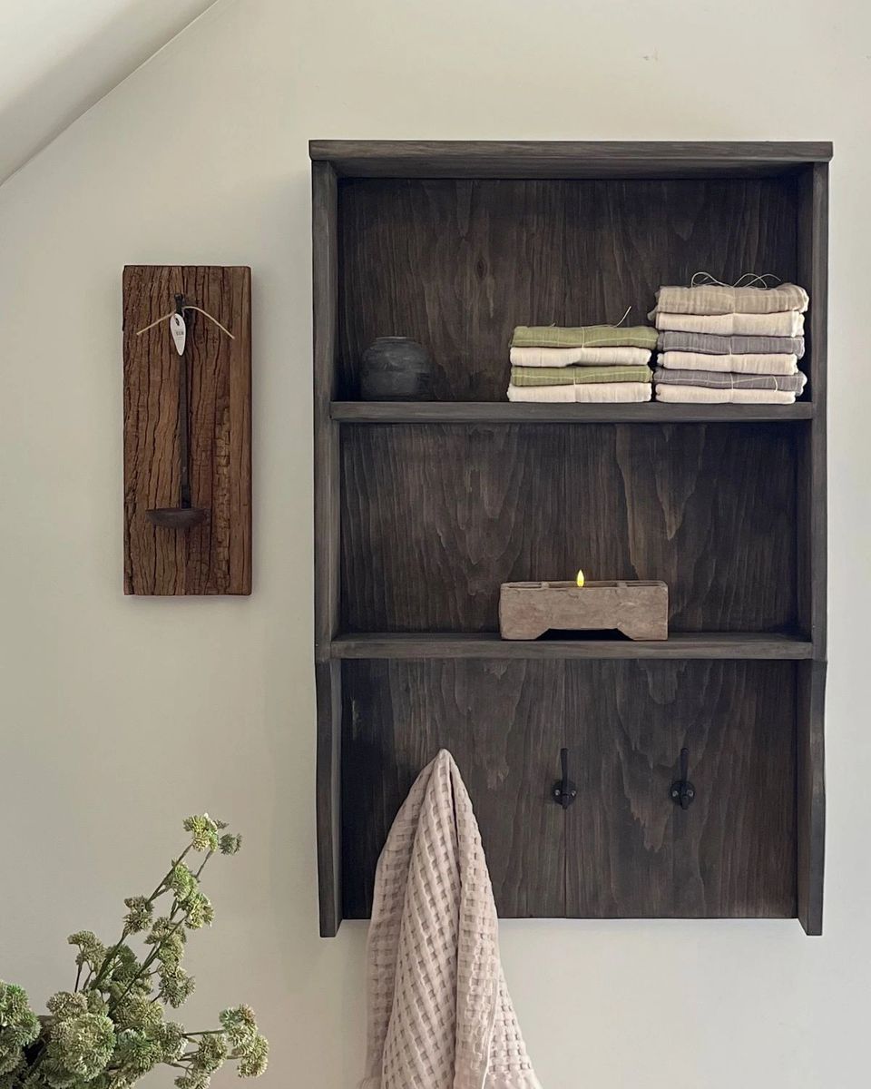 Large Wall Shelf with 3 Hooks - PREORDER