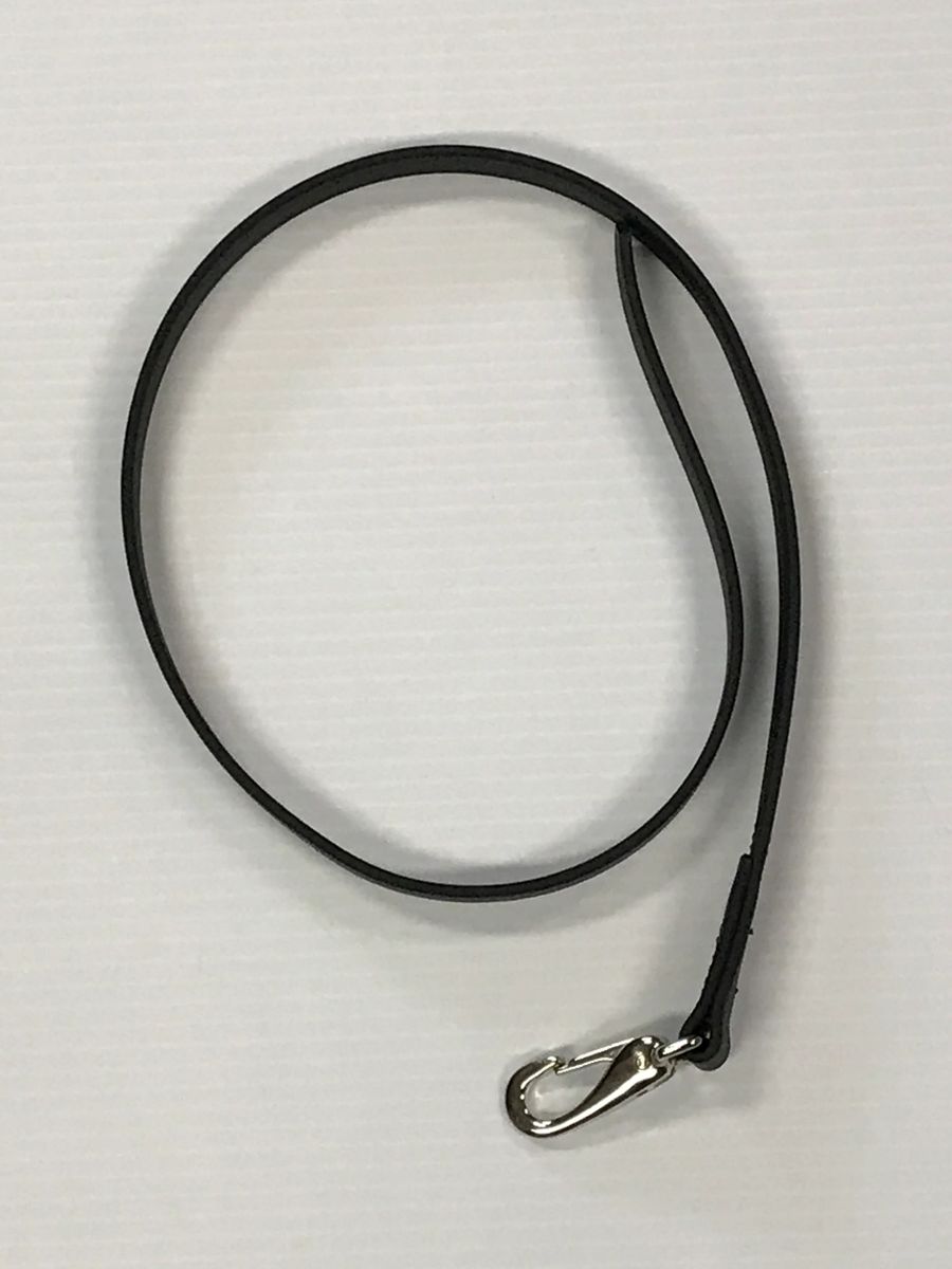 Black Leather Lead Strap with Silver Clip