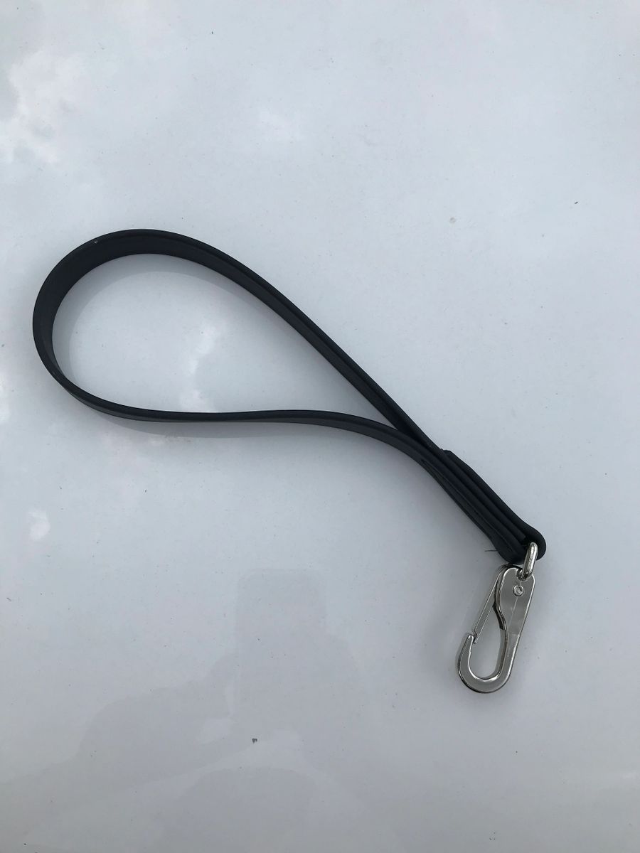7" Black Leather Lead Strap with Silver Clip