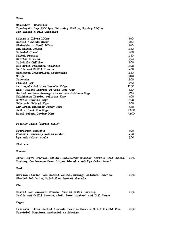 Winter Warmer Menu 24
