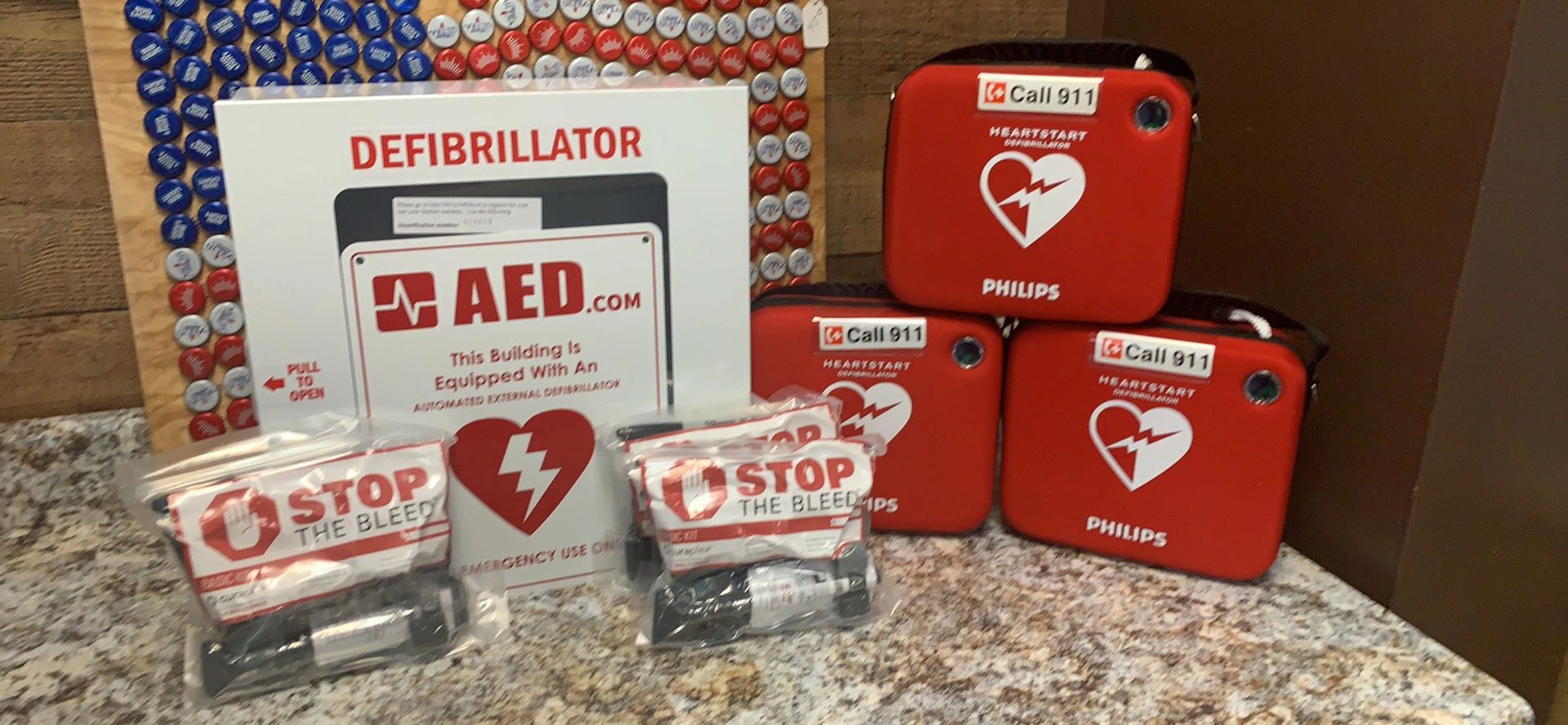 Automated External Defibrillator (AED) in your vehicle.