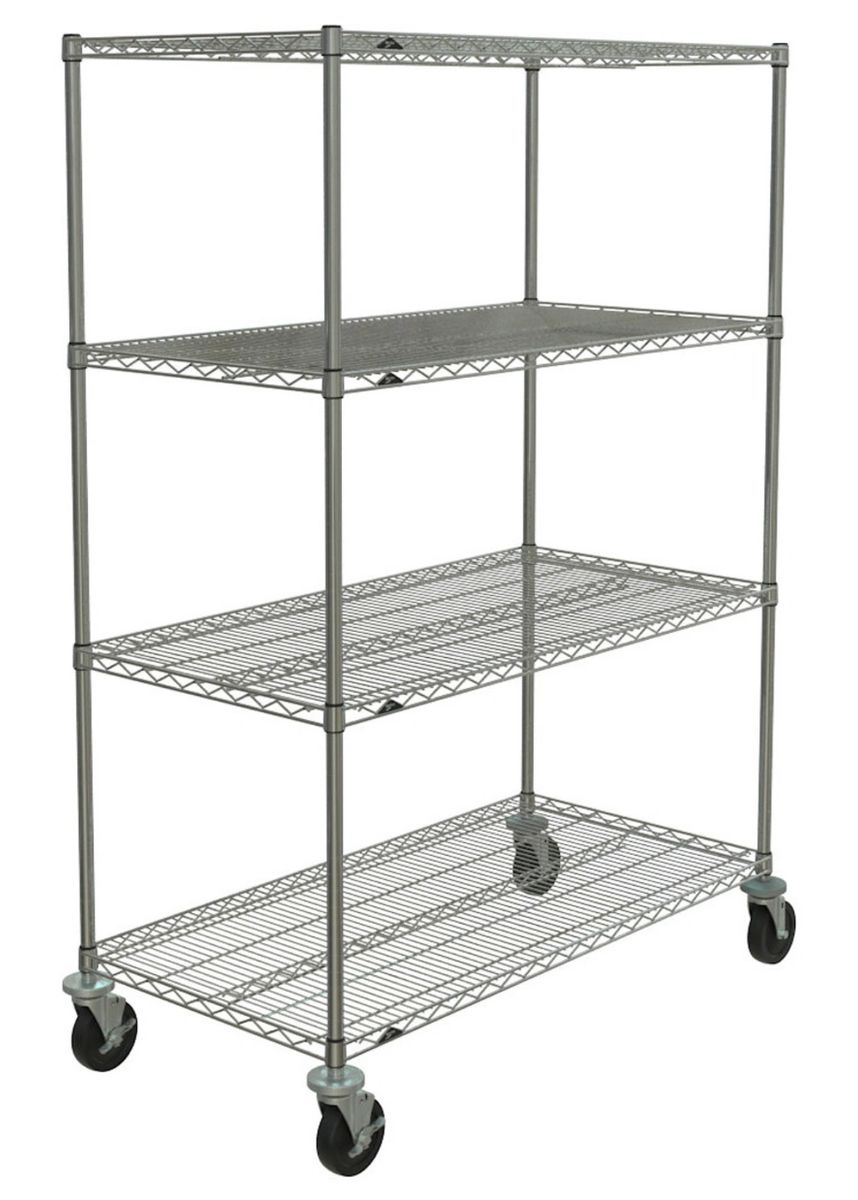 Super Erecta Stem Caster Cart, Brite, Wire