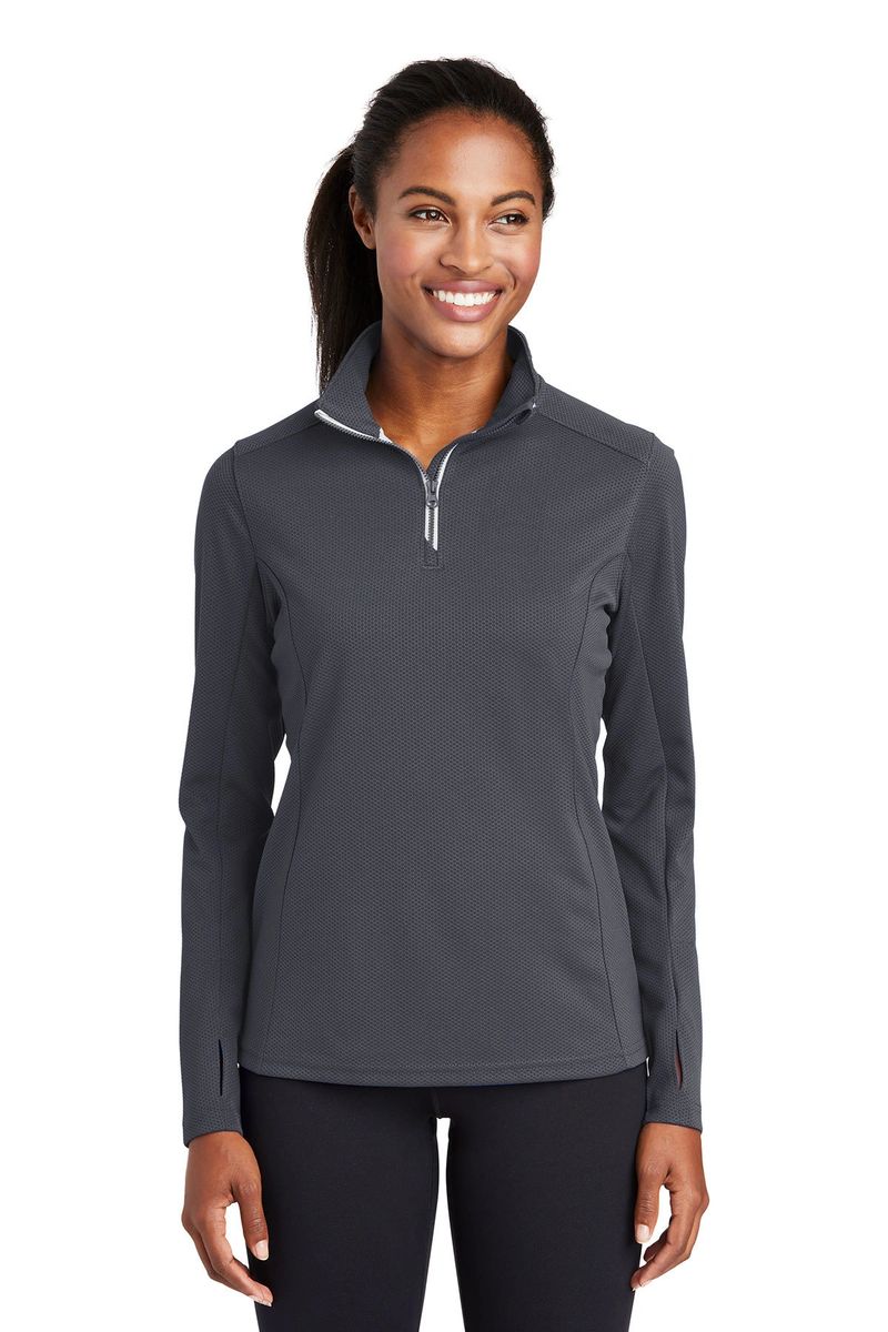 Sport-Tek Ladies Sport-Wick Textured 1/4-Zip Pullover