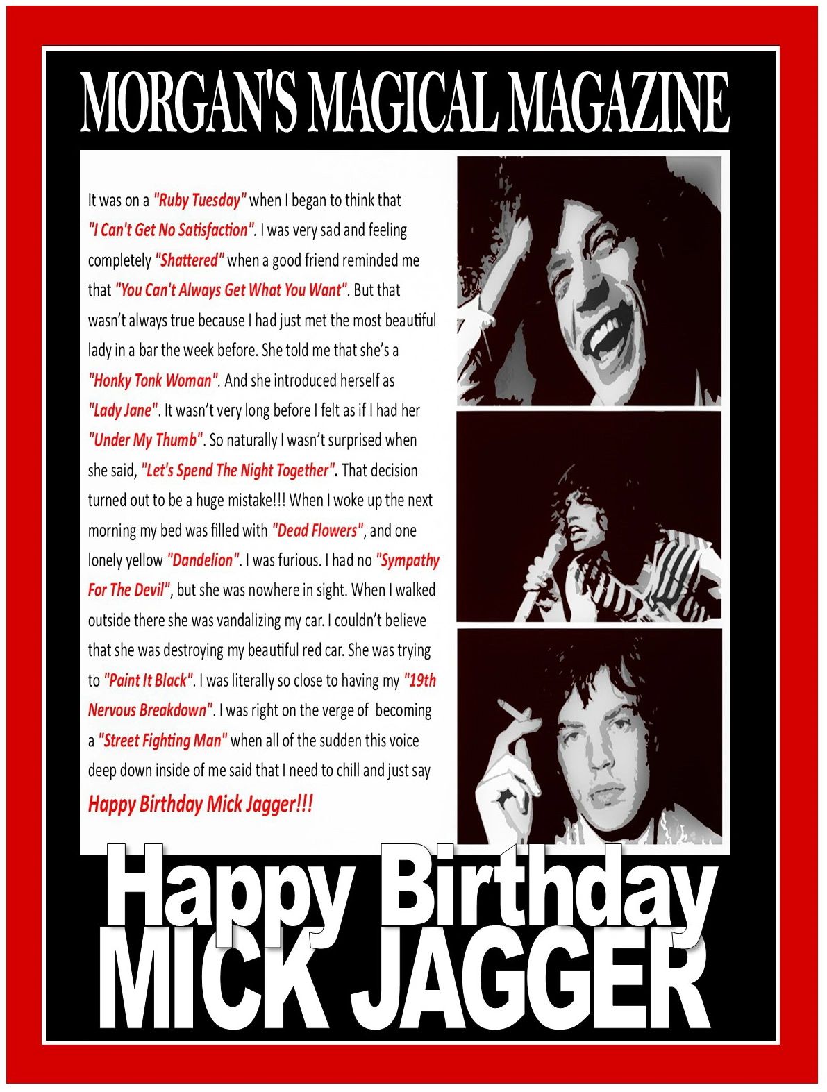 Happy Birthday Mick Jagger