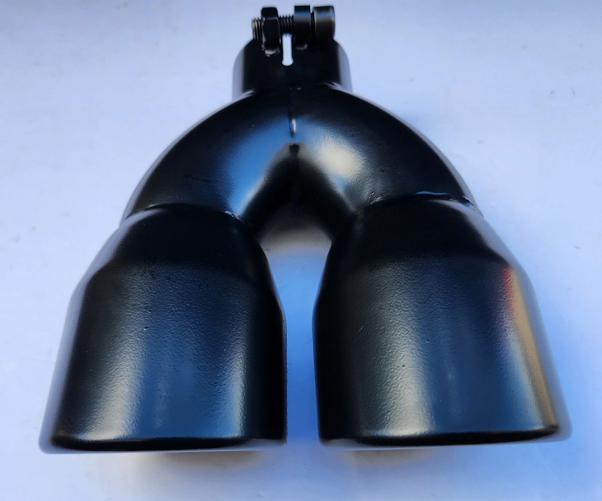 PAIR (2) BLACK UNIVERSAL DUAL EXHAUST TIPS 2.5" I.D. INLET