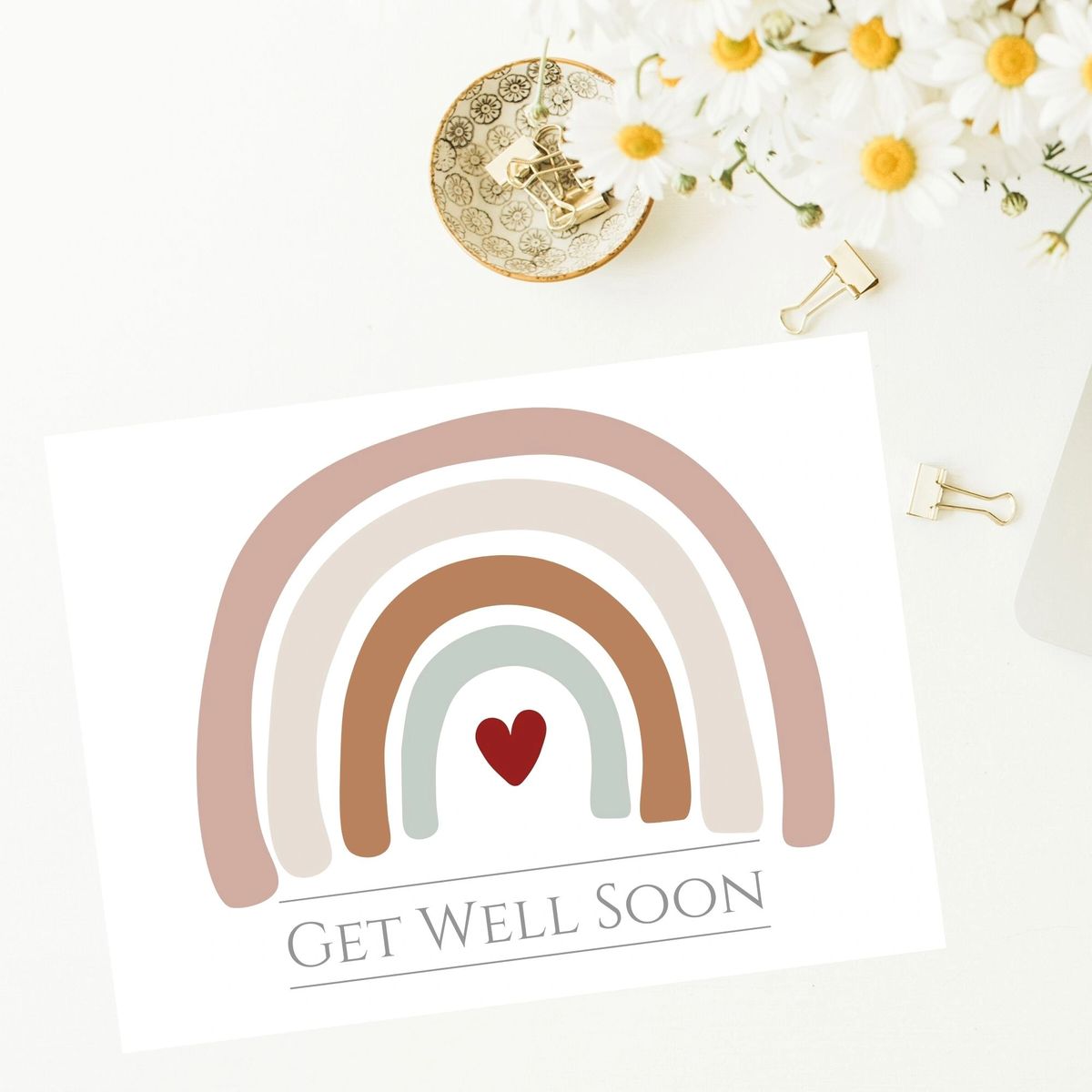Rainbow Heart Get Well Soon Card