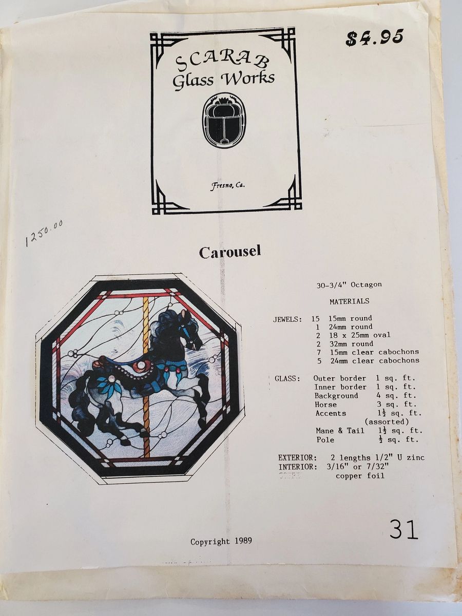 Scarab glass works Carousel Horse stained glass pattern
