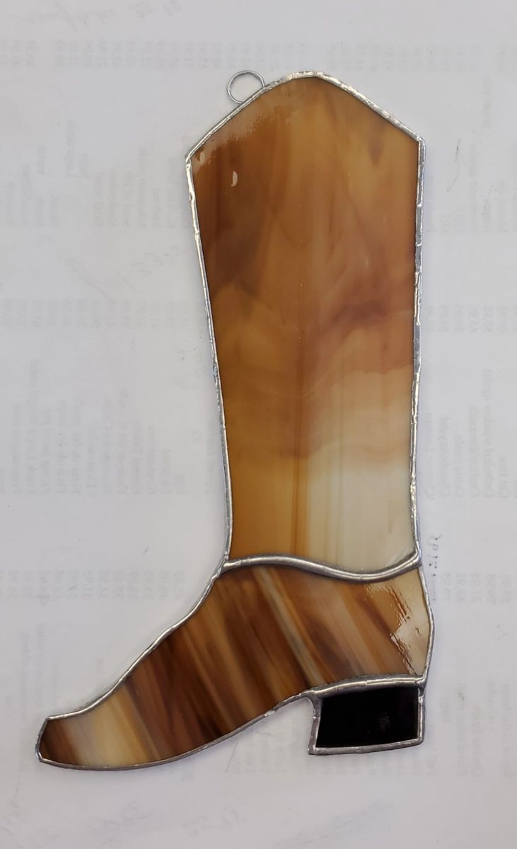 Stained glass cowboy boot mini suncatcher