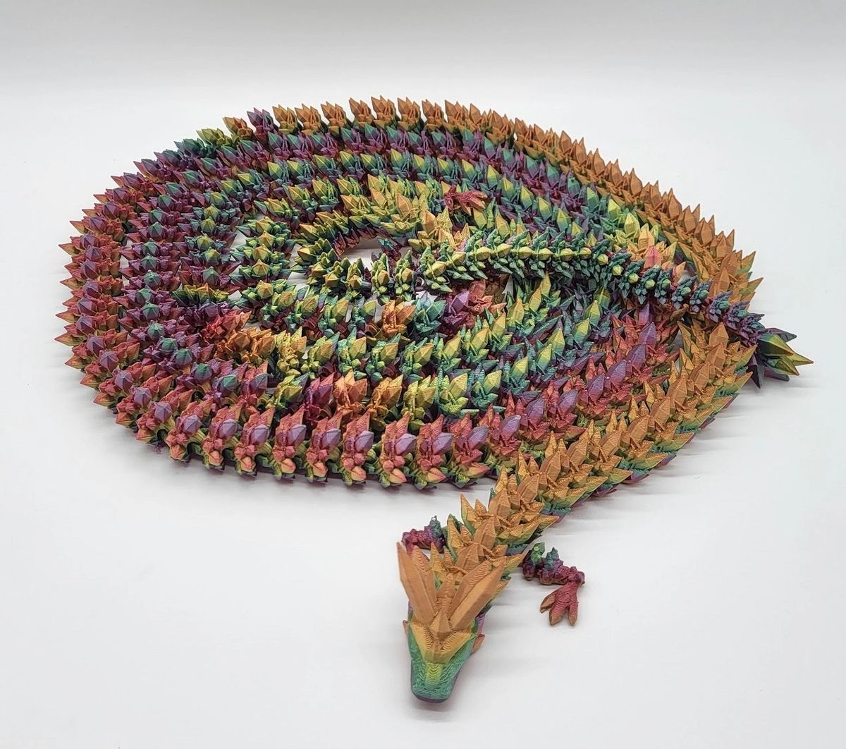 Giant 9 Foot Long Rainbow Crystal Dragon 3D Printed Articulated Sensory ...