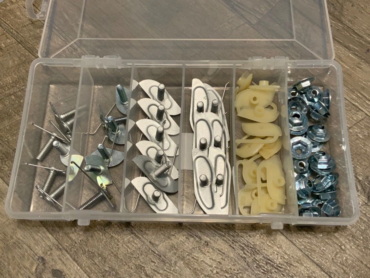 60 pcs body moulding trim clips with nuts & nylon clips assortment fits ...