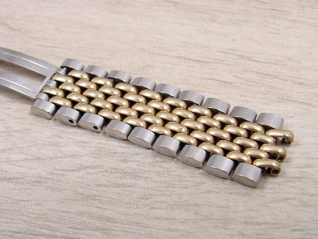 Omega Beads-of-Rice Band Extra Links Two-Tone Rare #BP17