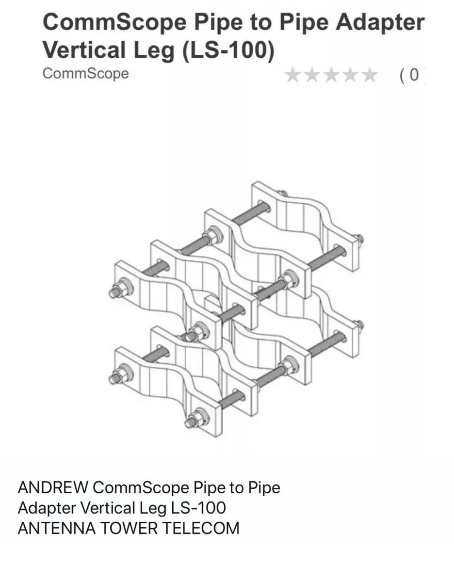 ANDREW CommScope Pipe to Pipe Adapter Vertical Leg LS-100 CommScope ...