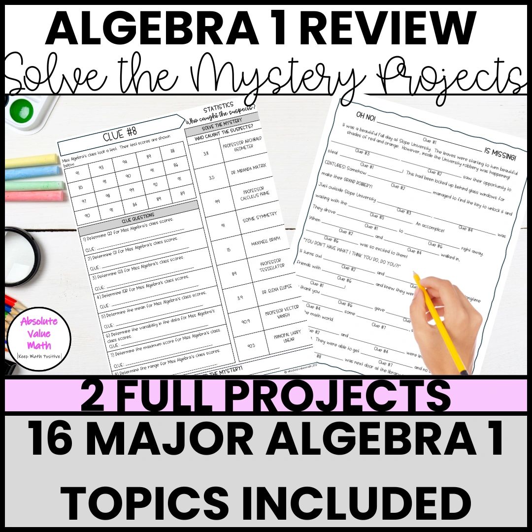 End of Year Algebra Mystery Projects