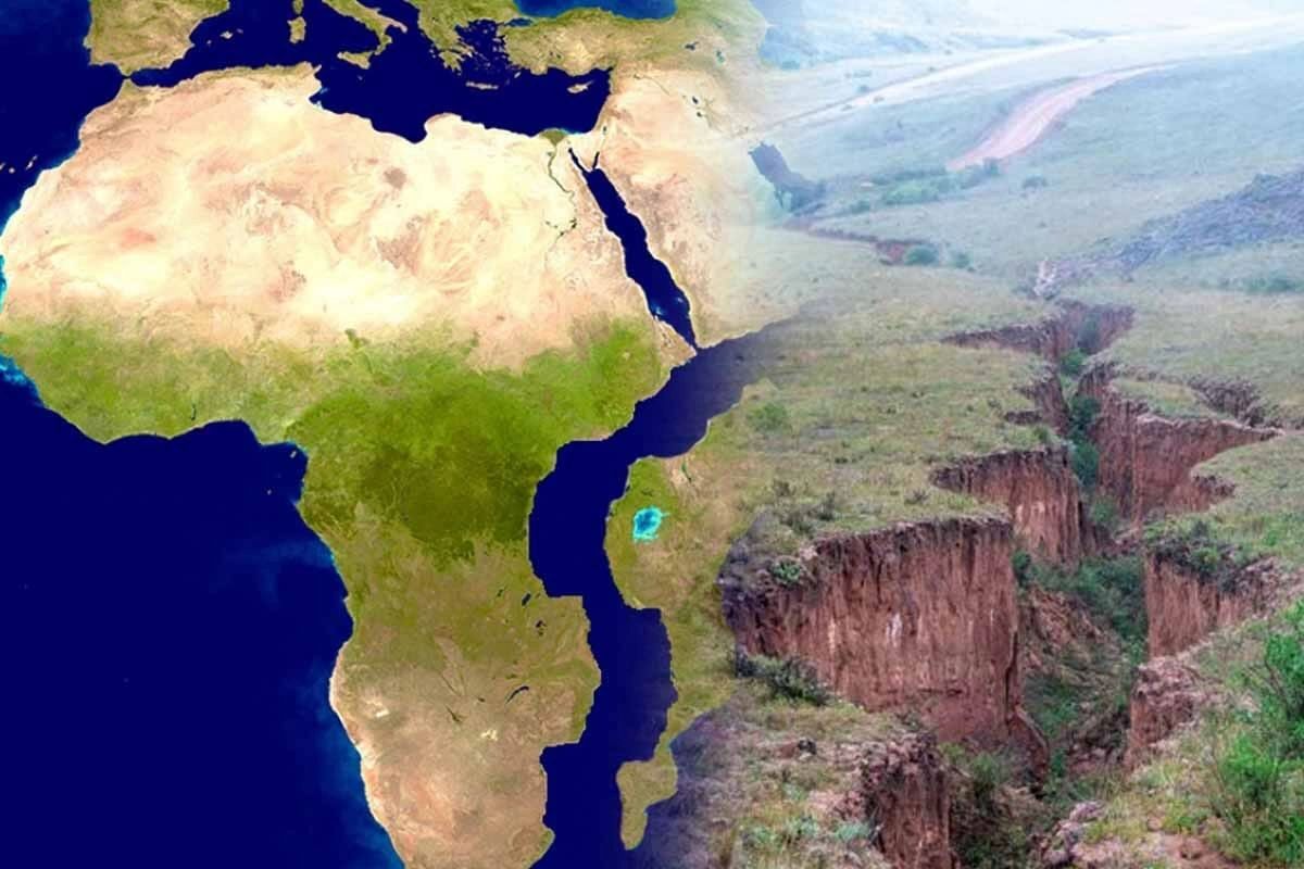 A continent is splitting in two, the rift is already visible