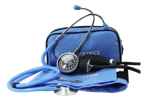 KIT BAUMANOMETRO ANEROIDE CON ESTETOSCOPIO SIMPLE COLOR AZUL CIELO MCA MEDIMETRICS