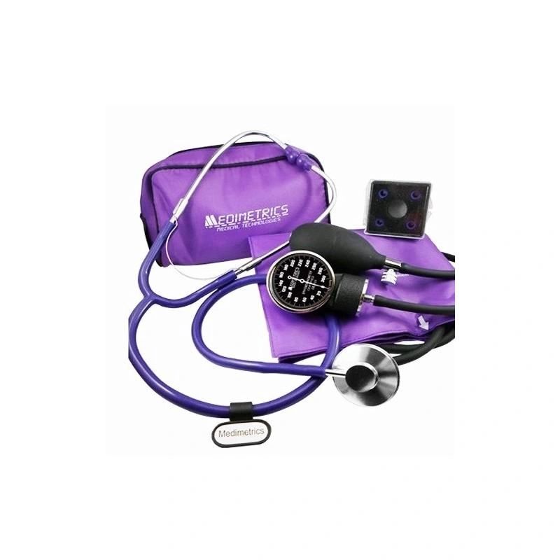 KIT BAUMANOMETRO ANEROIDE CON ESTETOSCOPIO SIMPLE COLOR LILA MCA MEDIMETRICS