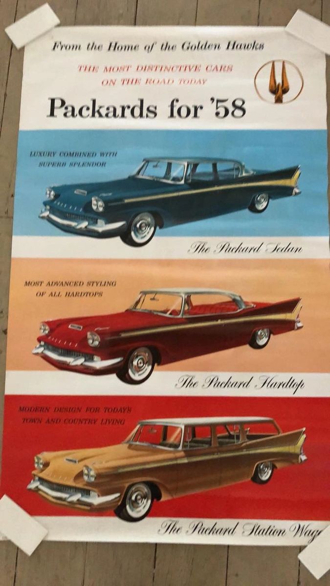1958 Packards Dealership Display Poster - ORIGINAL