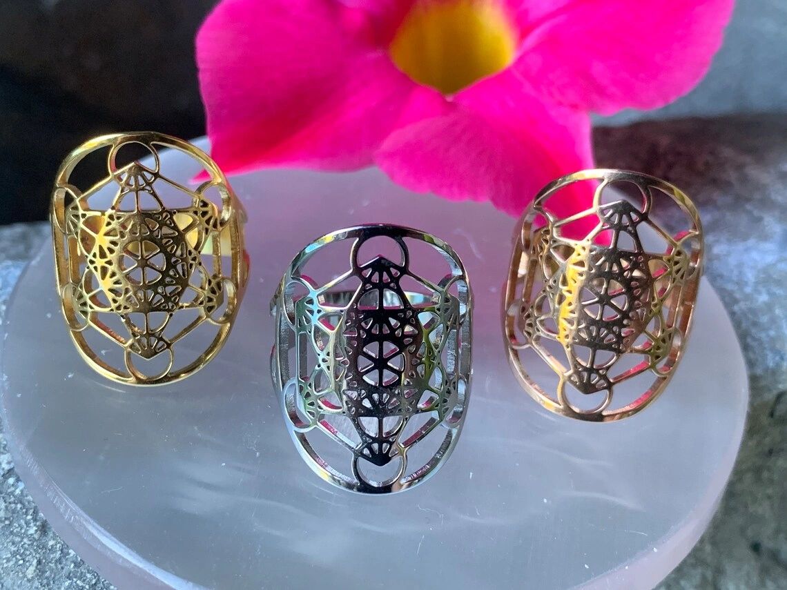 Archangel Metatron Adjustable Ring Rose Gold, Stainless Steel
