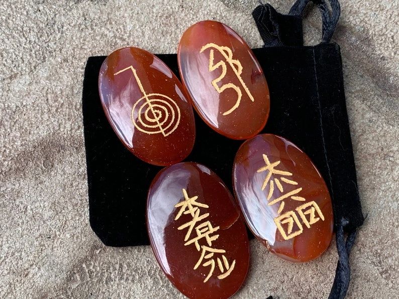 4 pc Reiki Set, Red Carnelian Usui Reiki Set,Reiki Set,Reiki Symbol Set ...