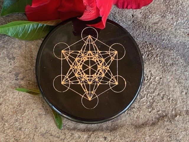 Archangel Metatron Black Agate Coaster Geometry Shape