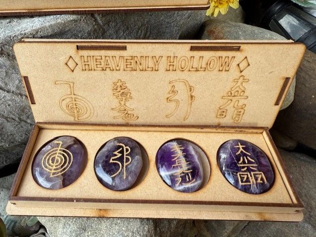 Amethyst Reiki Set, Usui Reiki Set,Reiki Box Set, Reiki Set 4 Pc