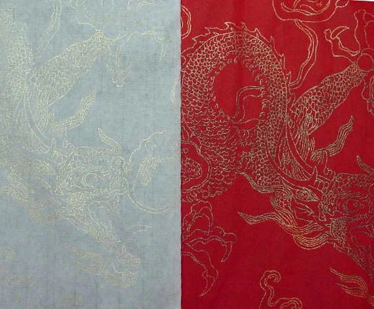 Red Paper with Dragon Imprint- 5 Sheet Package