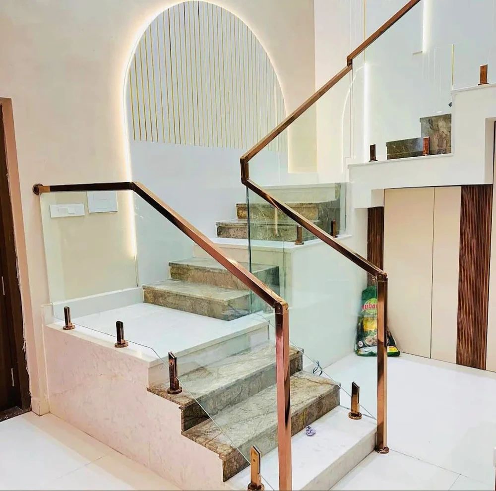 Rose Gold Pvd coating partition Pvd Glass railing Visakhapatnam