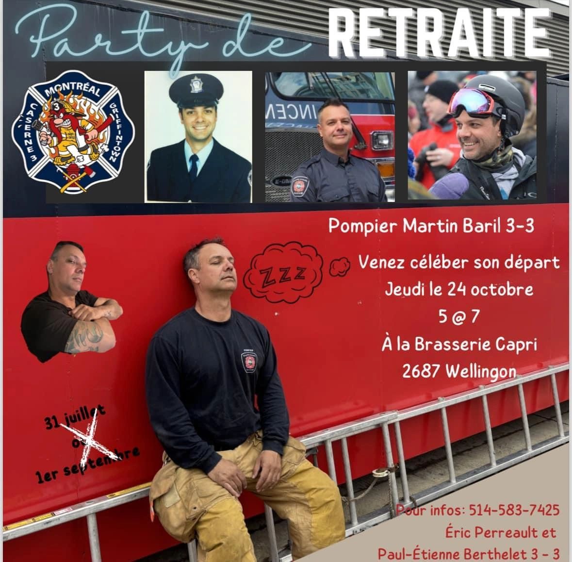 Départ à la retraite pour le pompier Martin Baril