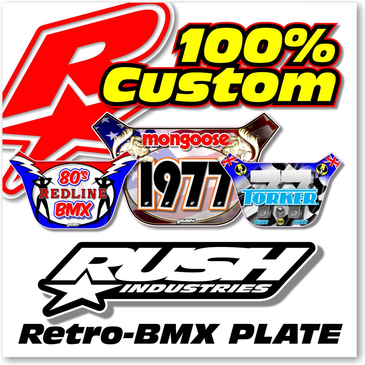 RUSH Industries Custom RETRO BMX Number Plate