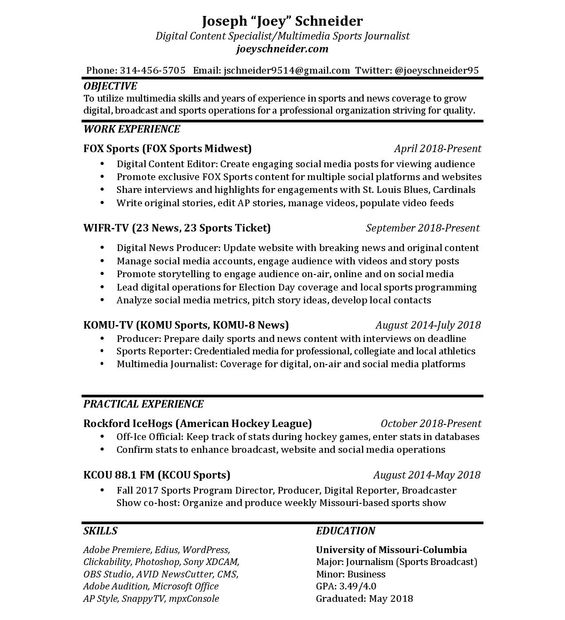 RESUME | Joey Schneider