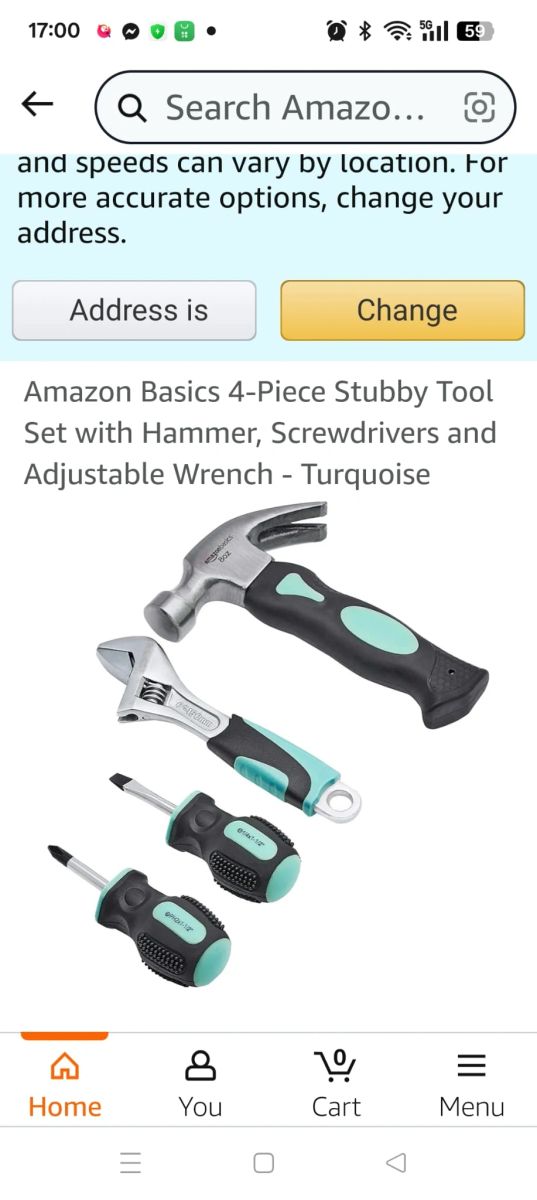 Amazon Basics 4-Piece Stubby Tool Set