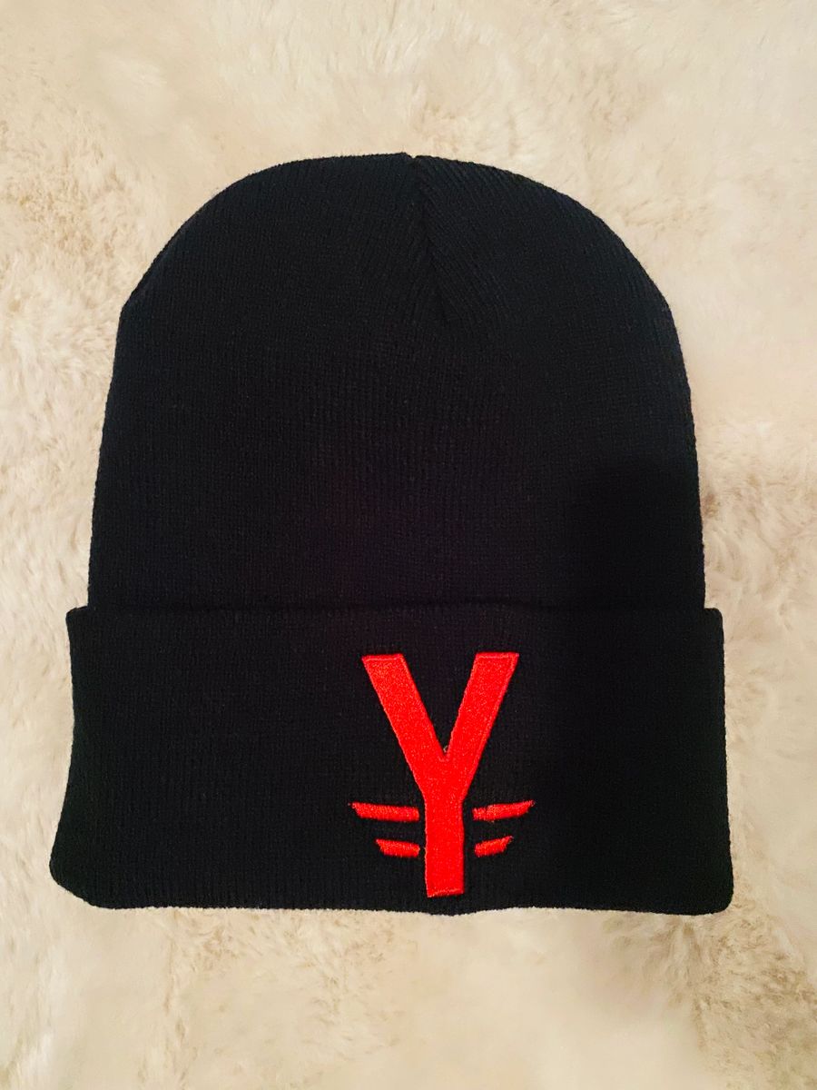 BLACK BEANIE w/RED YFF LOGO