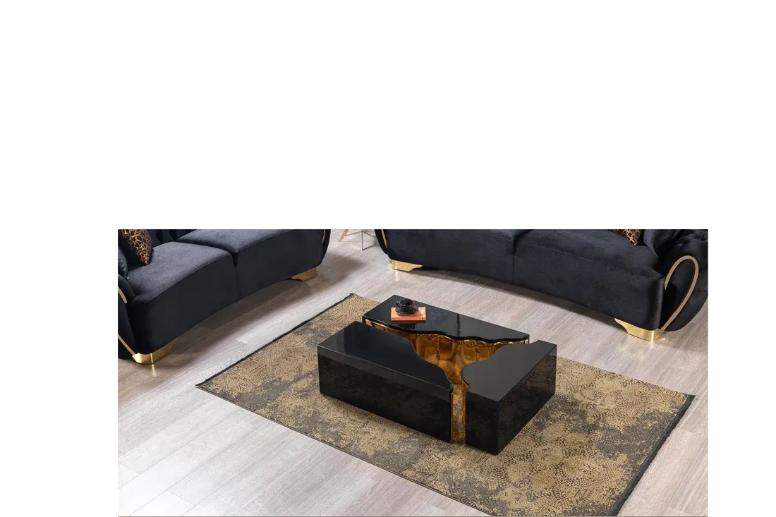 Qatar inspired Coffee Table- Black & Gold (wood)