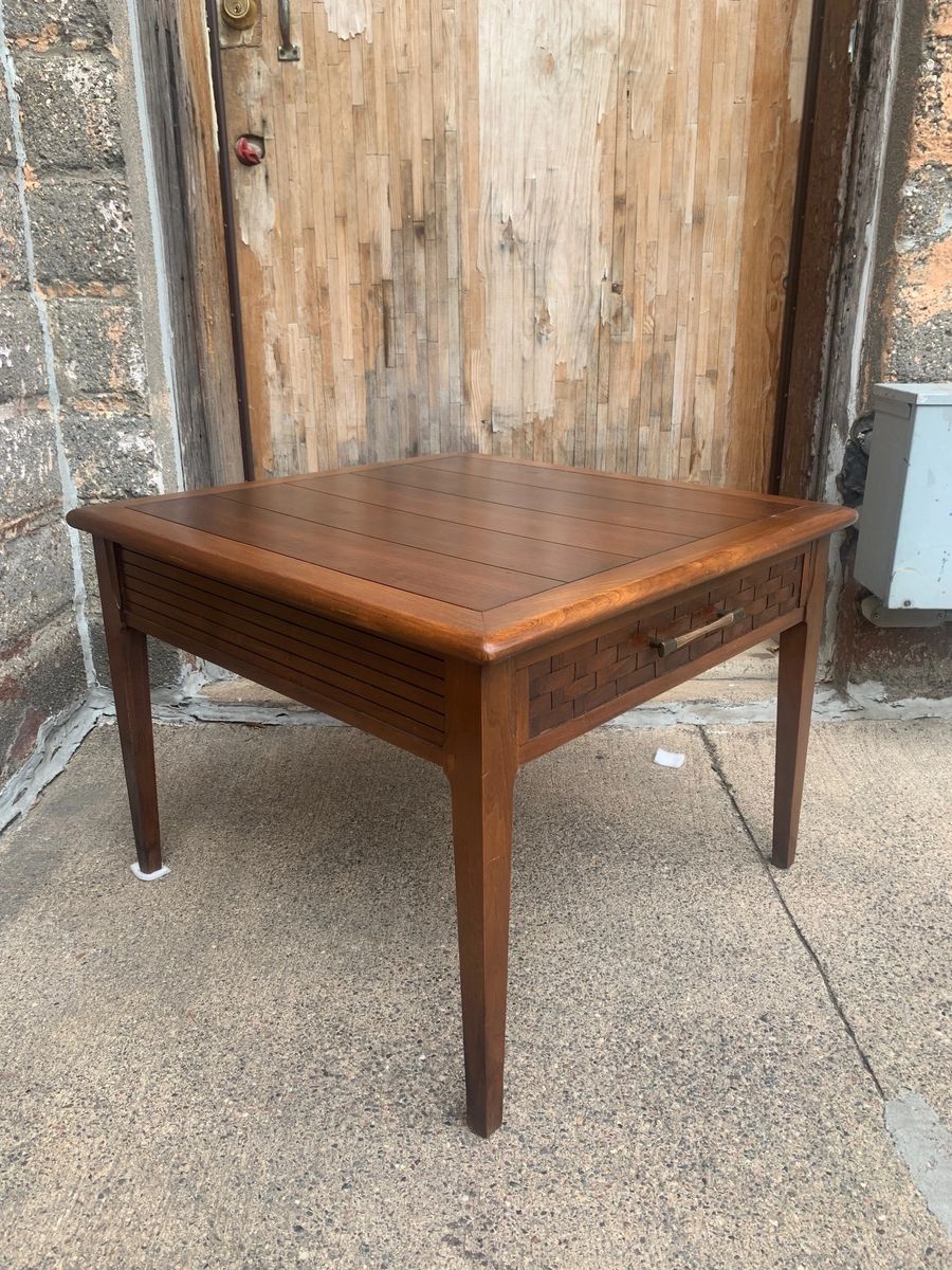 Mid Century "Basketweave" Front End Table