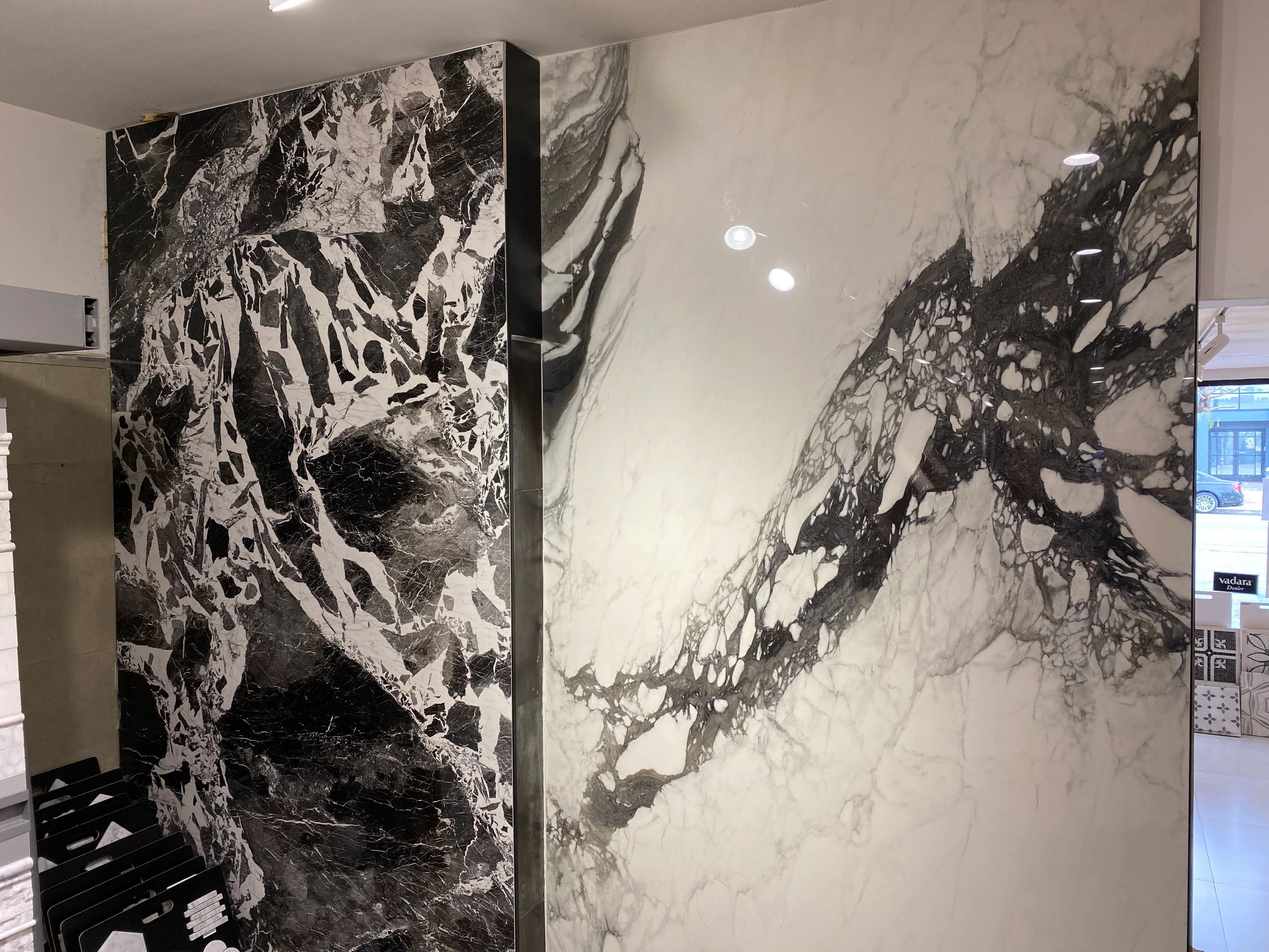Black and White Vein Marble Look Porcelain Slabs from Italy