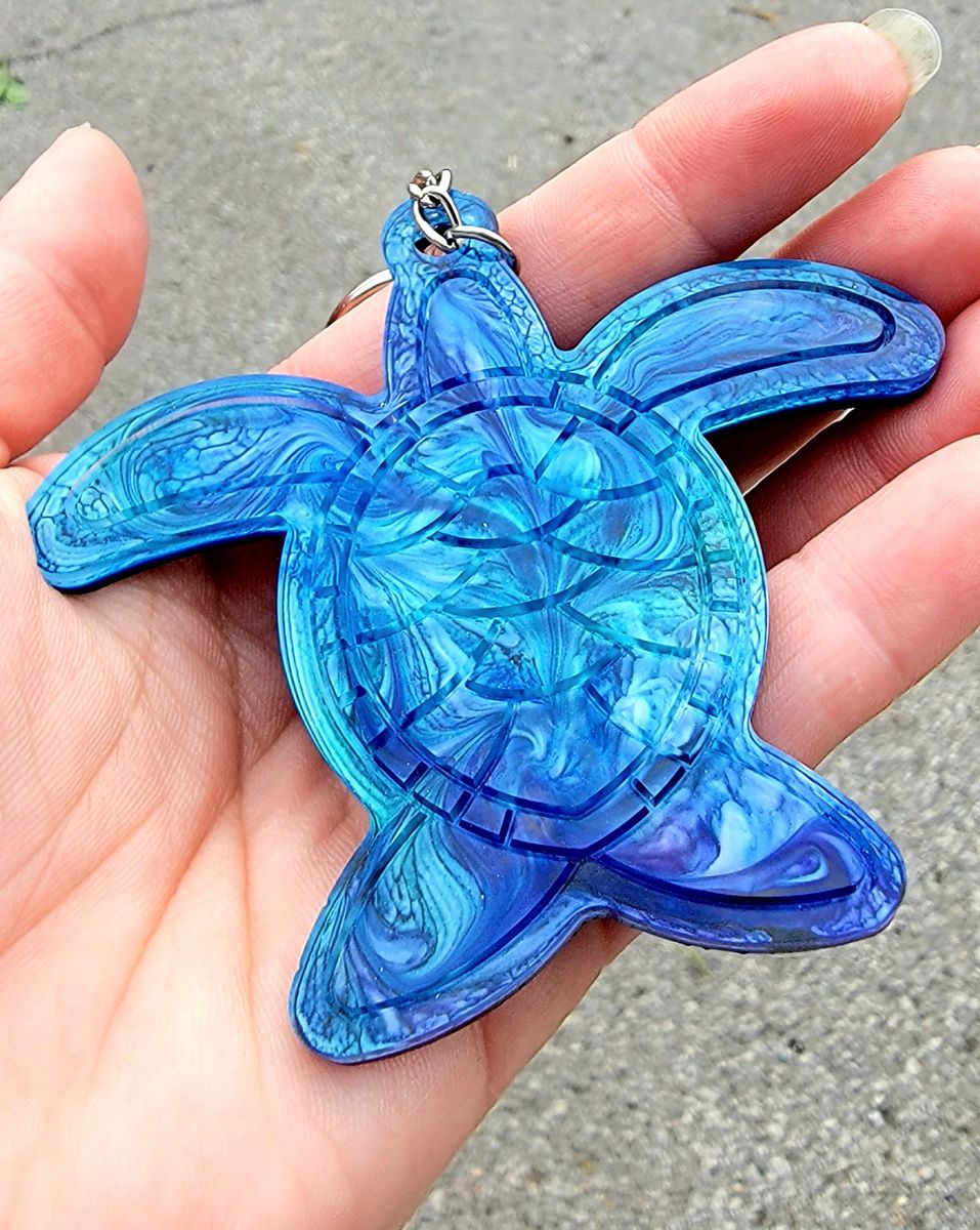 Ocean Wave Sea Turtle Keychain