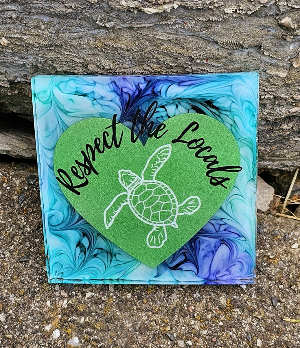 Respect the Locals Sea Turtle Coasters