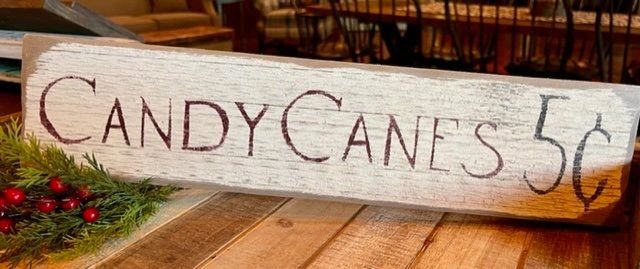 Candy Cane Wooden Sign