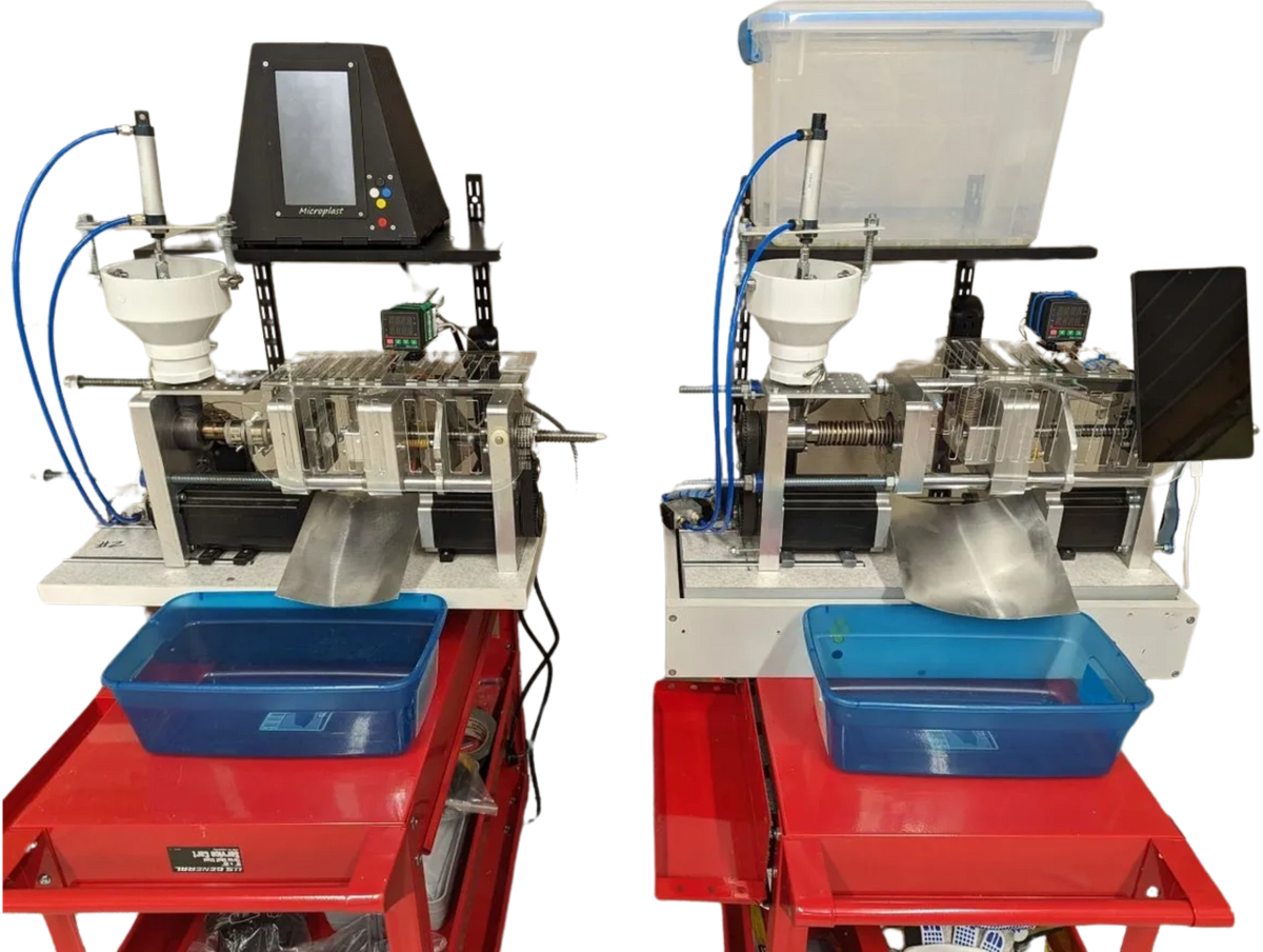 Microplastusa HPR molding machine with Pyramid controller (on left in ...
