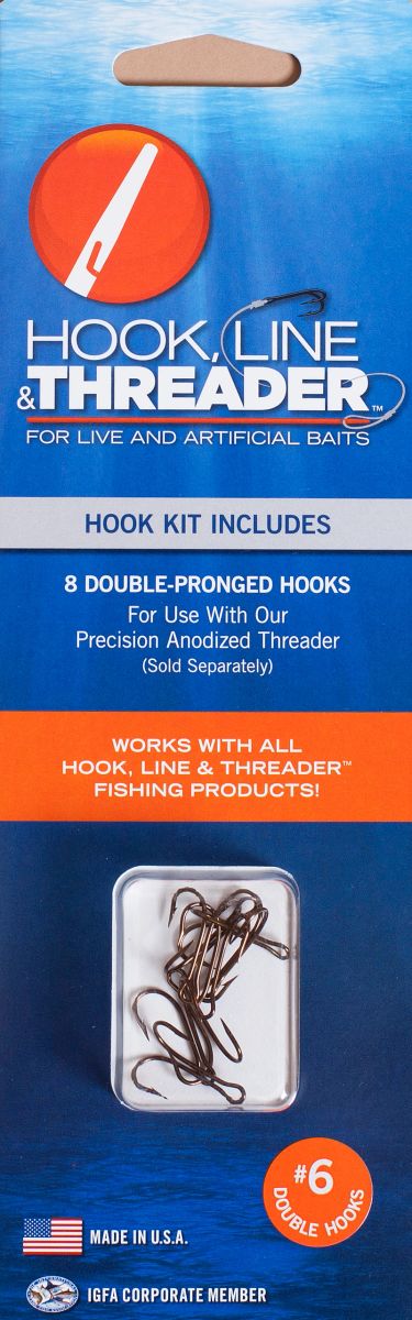 Size 6 Double Prong Hooks- 8 Pack