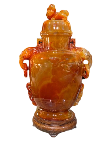 Chinese Carved Carnelian Agate Vase