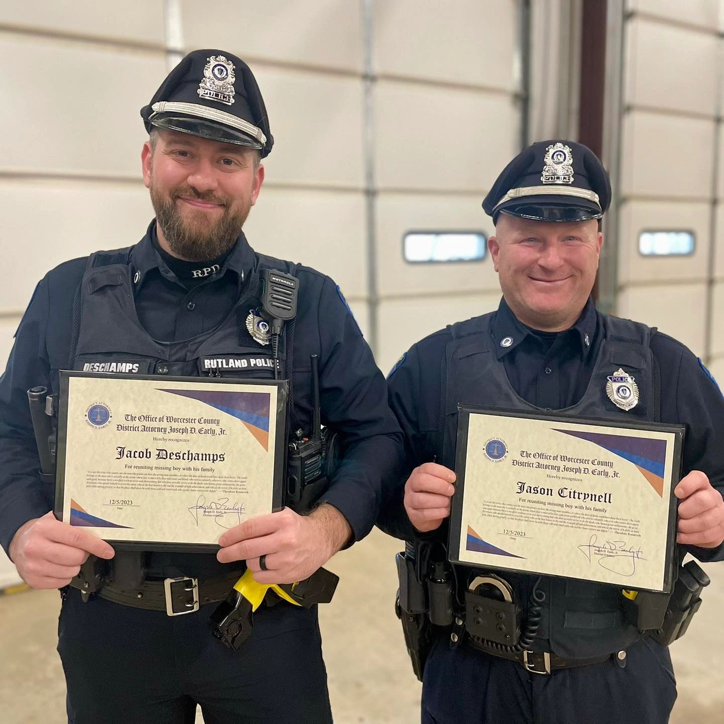 Rutland Officers Among First Responders Recognized by DA's Office