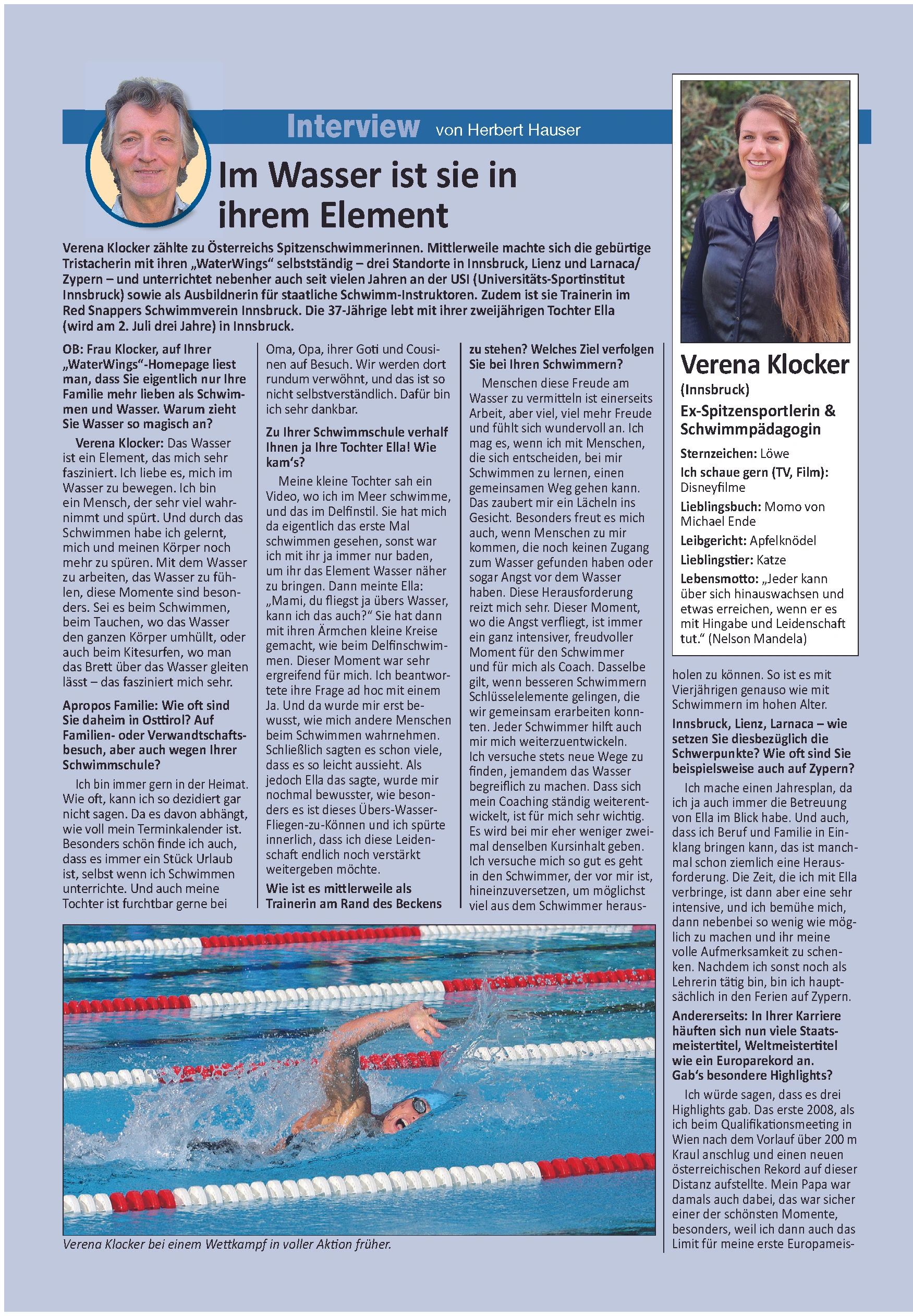 Mein aktuelles Interview im Osttiroler Bote von Herbert Hauser