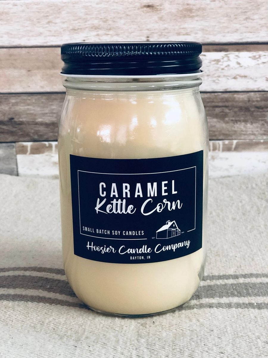 Caramel Kettle Corn Scented Black Label Candle by Hoosier Candle Company